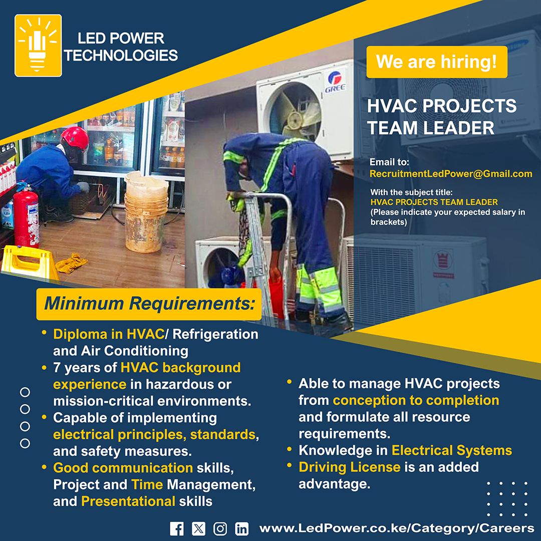 (APPLICATIONS ARE CLOSED!) HVAC PROJECTS TEAM LEADER – LED Power ...